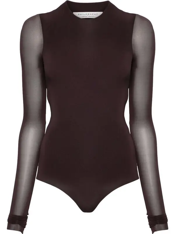 Philosophy Di Lorenzo Serafini Sheer-sleeves Bodysuit - Brown