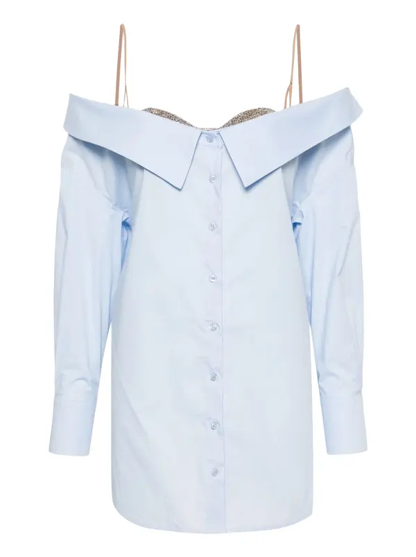 Giuseppe Di Morabito Rhinestoned Poplin Shirt - Blue