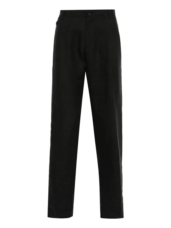 Dolce & Gabbana Chambray Linen Tapered Trousers - Black
