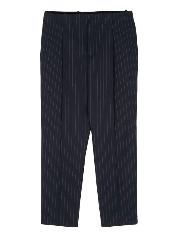 Maison Kitsuné Pinstriped Tapered Trousers - Blue