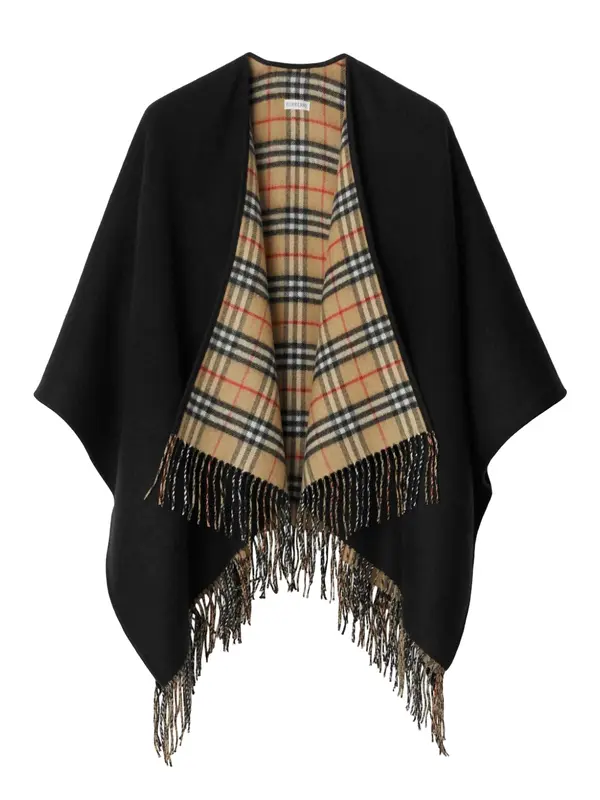 Burberry Check Wool Reversible Cape - Black