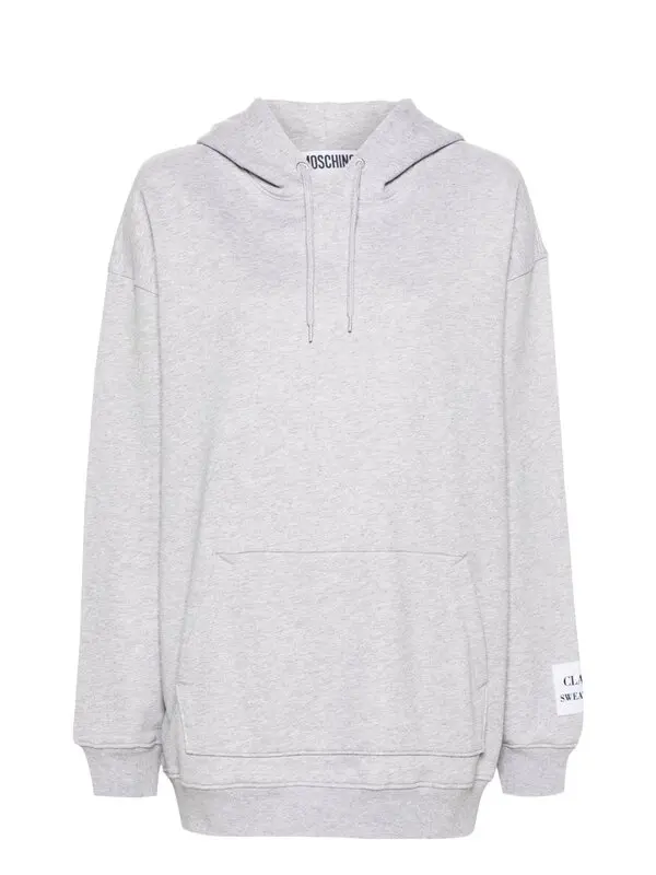 Moschino Slogan-patch Cotton Hoodie - Grey