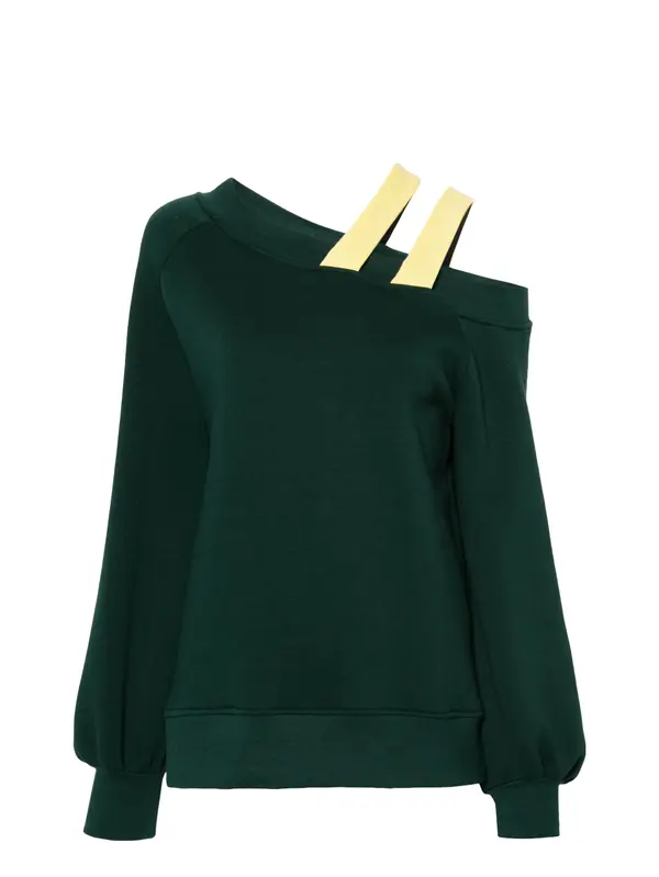 IOANA CIOLACU Sonia Off-shoulder Sweatshirt - Green
