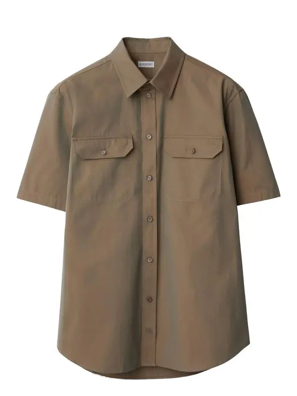 Burberry Flap-pocket Cotton Shirt - Brown