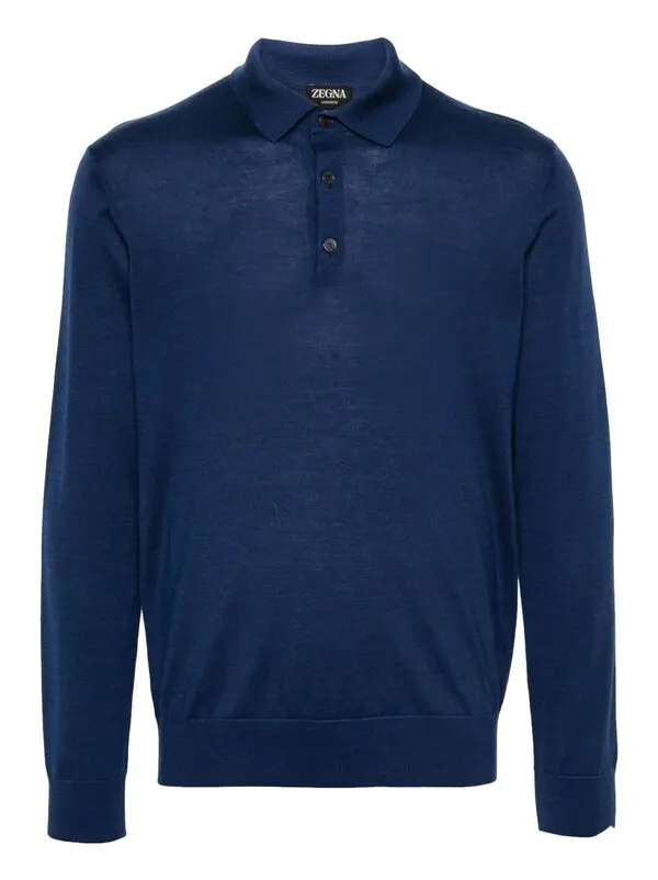 Zegna Fine-ribbed Polo Shirt - Blue