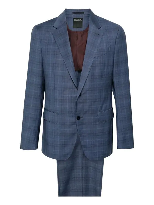 Zegna Single-breasted Wool Suit - Blue