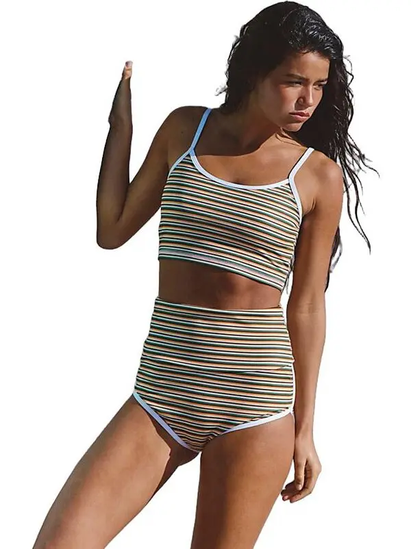 SALT GYPSY Spaghetti Strap Crop - Dawn Stripe