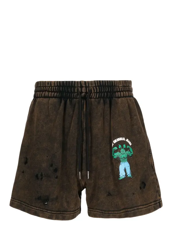 Natasha Zinko Distressed Jersey Shorts - Brown