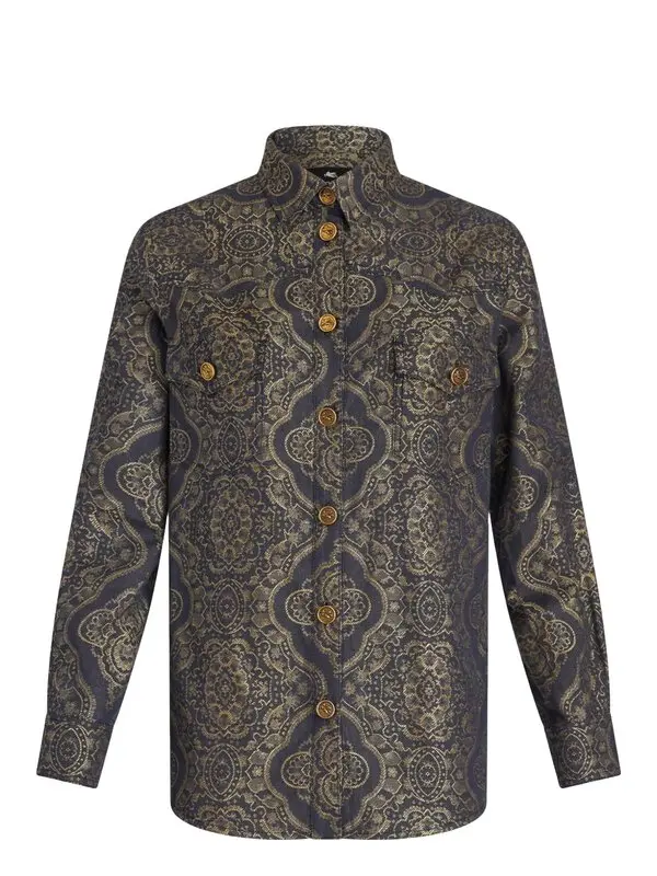 Etro Patterned Jacquard Denim Shirt - Grey
