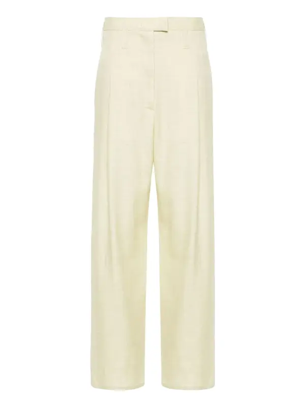 Philosophy Di Lorenzo Serafini Chambray Pleated Straight Trousers - Yellow