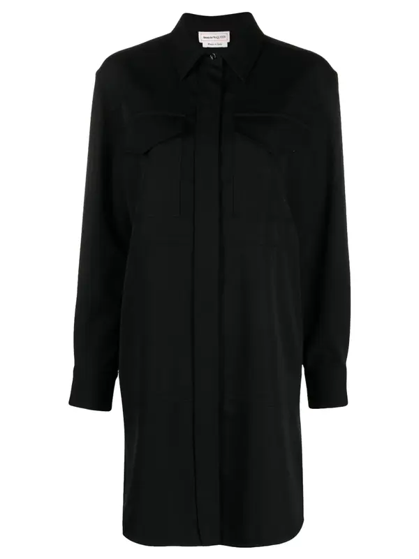 Alexander McQueen Wool Shirt Dress - Black