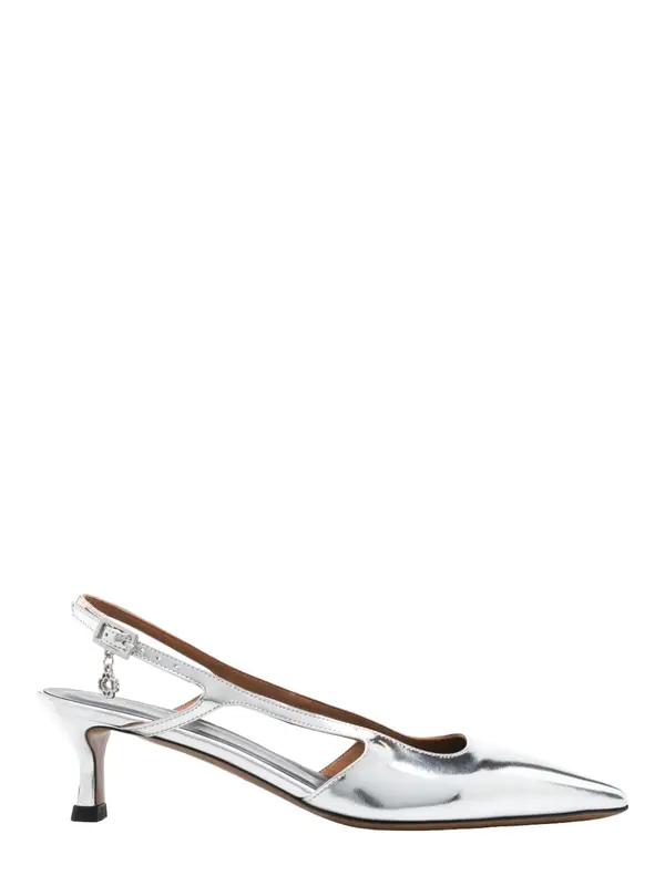 Maje 55mm Metallic Slingback Pumps - Silver