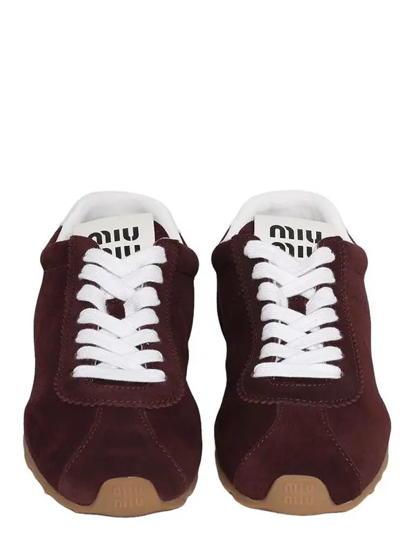 Miu Miu Plume Suede Sneakers - Red