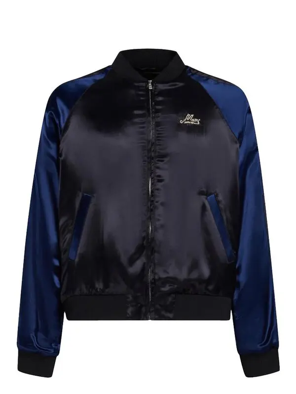 Marni Satin Bomber Jacket - Black And Orion Blue