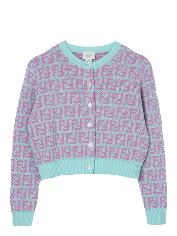 Fendi Allover Ff Logo Cardigan - Aqua