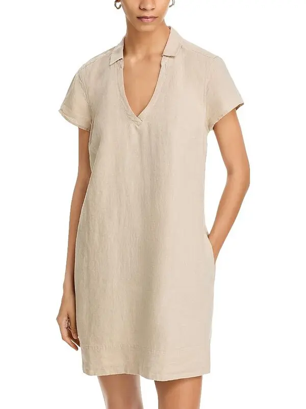Tommy Bahama Two Palms Short Sleeve Collared Dress - Natural Linen