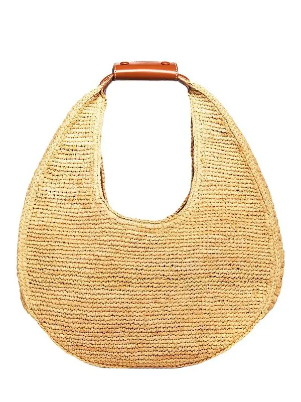 Staud Raffia Large Moon Tote Bag - Natural/tan