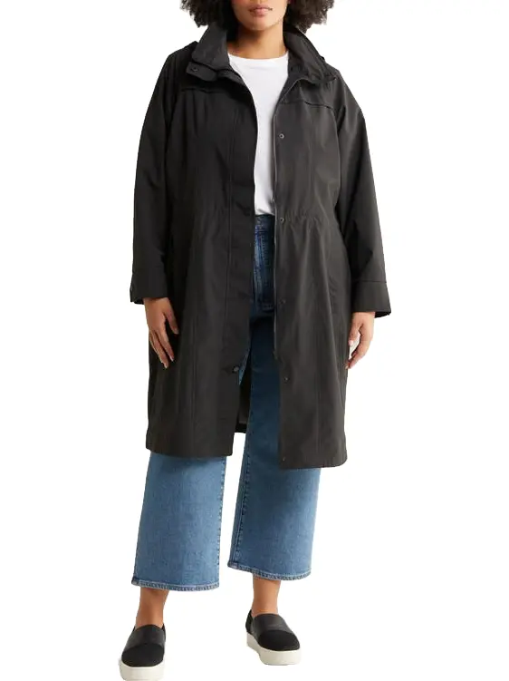 Gallery Water-resistant Hooded Raincoat - Black