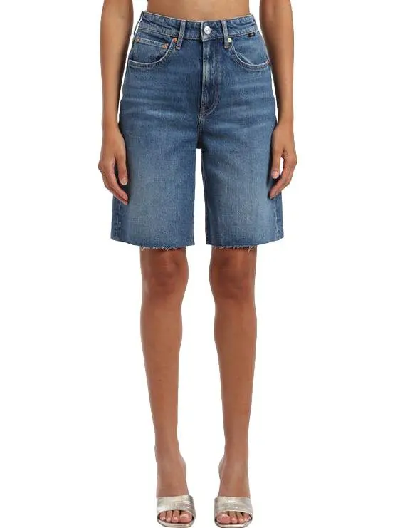 MAVI Selina Cutoff Bermuda Denim Shorts - Mid Brushed Recycled Blue