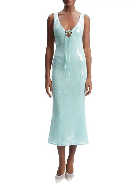Bardot Isha Sequin Keyhole Cocktail Midi Dress - Aqua