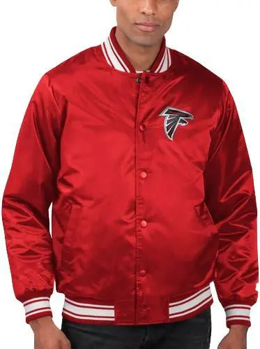 STARTER Atlanta Falcons Satin Varsity Jacket - Red