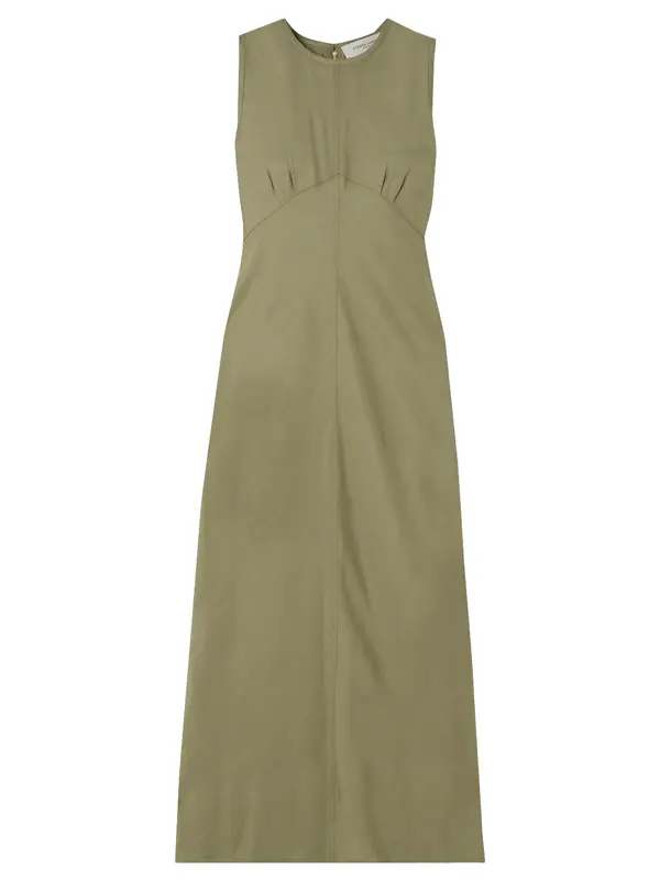 GOLDEN GOOSE Journey Embellished Twill Midi Dress - Army Green