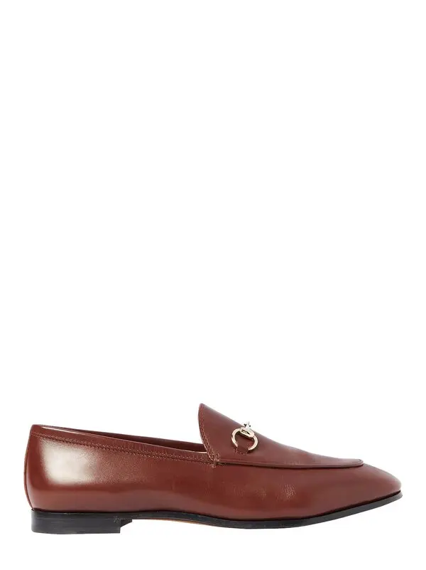Gucci Jordaan Leather Loafers With Horsebit Detail - Brown