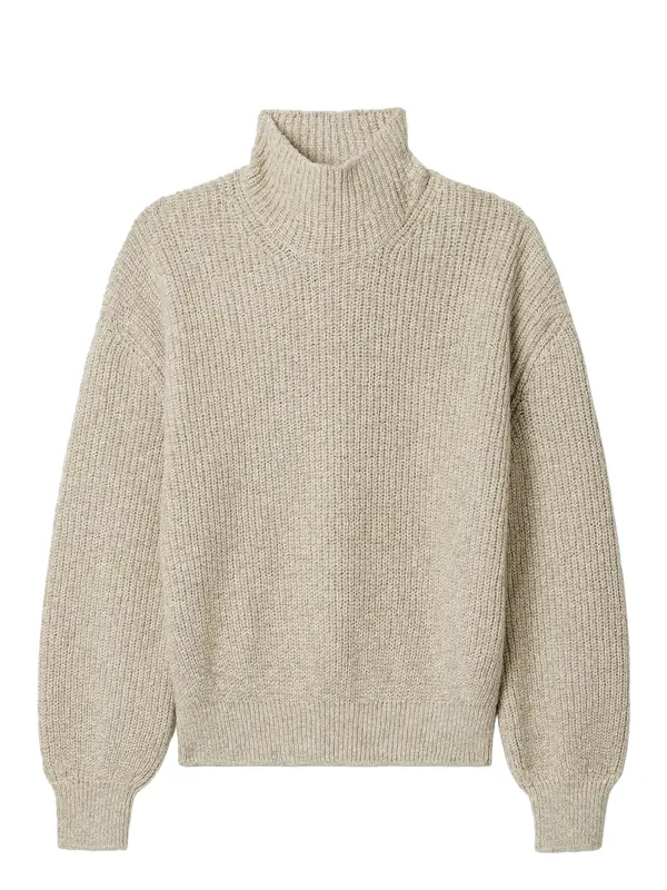 Loro Piana Ribbed Cashmere Turtleneck Sweater - Gray