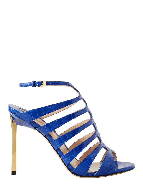TOM FORD Carine Croc-effect Patent-leather Sandals - Blue