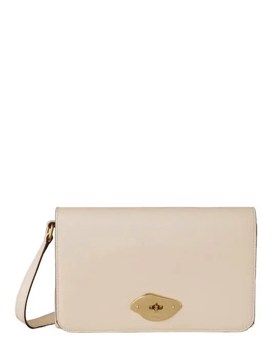 Mulberry Lana High Gloss Leather Wallet On A Strap - Eggshell