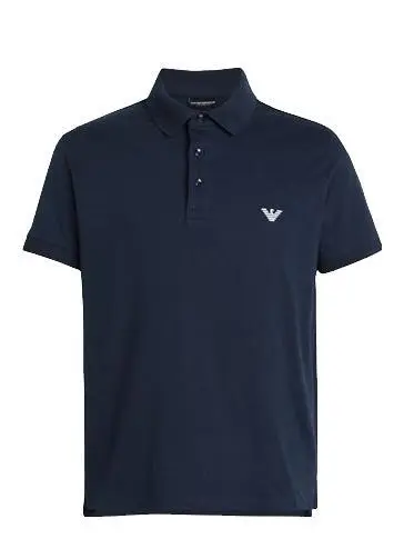 Emporio Armani Knit Polo S/sle Polo Shirt Size Cotton, Elastane - Navy