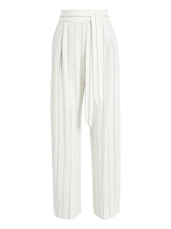 Vince Striped Crepe Wide-leg Pants - Off-white