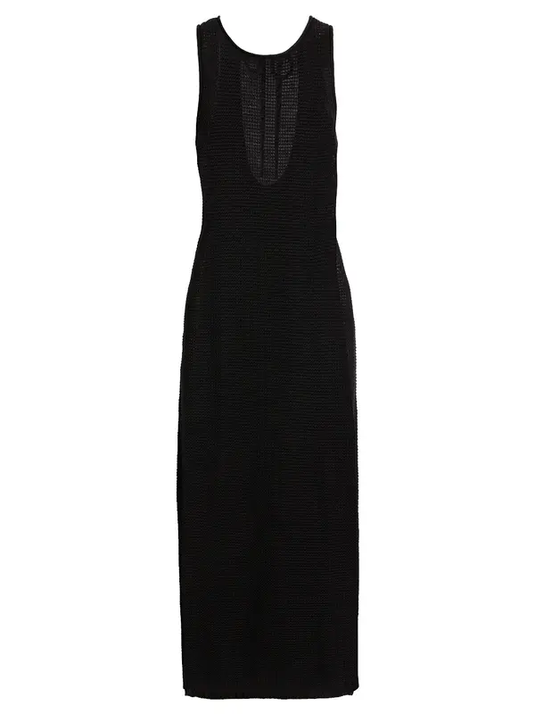 Onia Open-knit Linen Midi Dress - Black