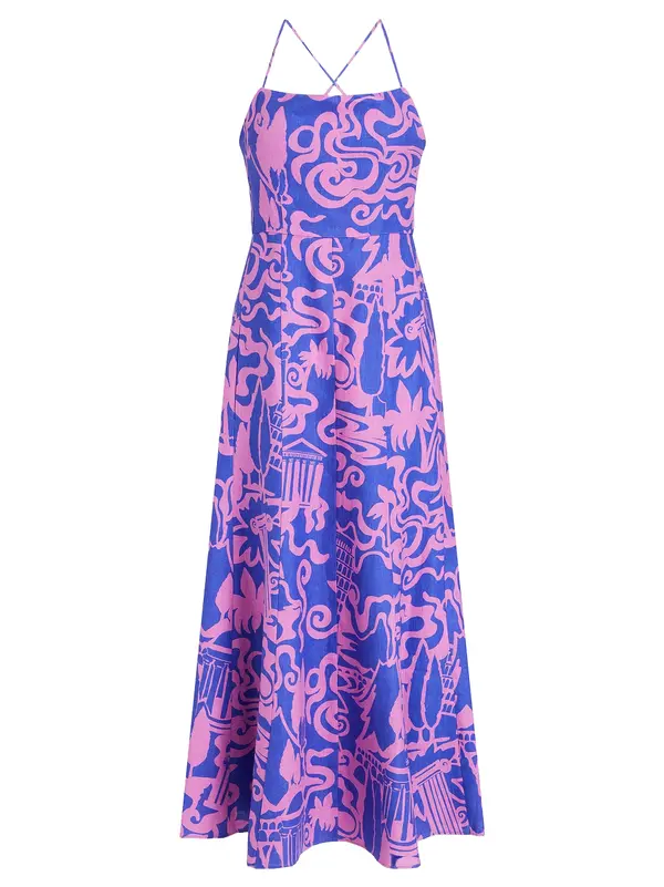 Mara Hoffman Verona Printed Hemp Midi Dress - Cobalt Blue