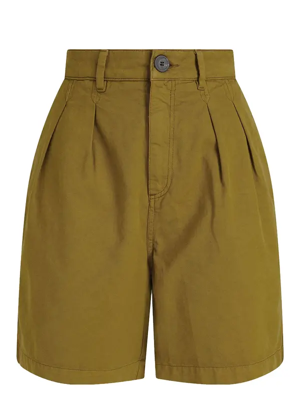 Mara Hoffman Milo Pleated Cotton-twill Shorts - Army Green