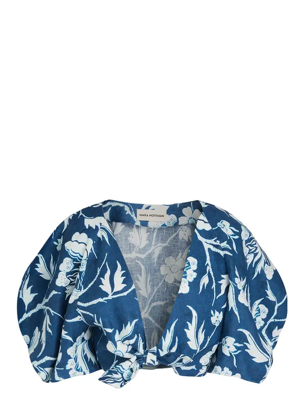 Mara Hoffman Cropped Floral-print Top - Navy