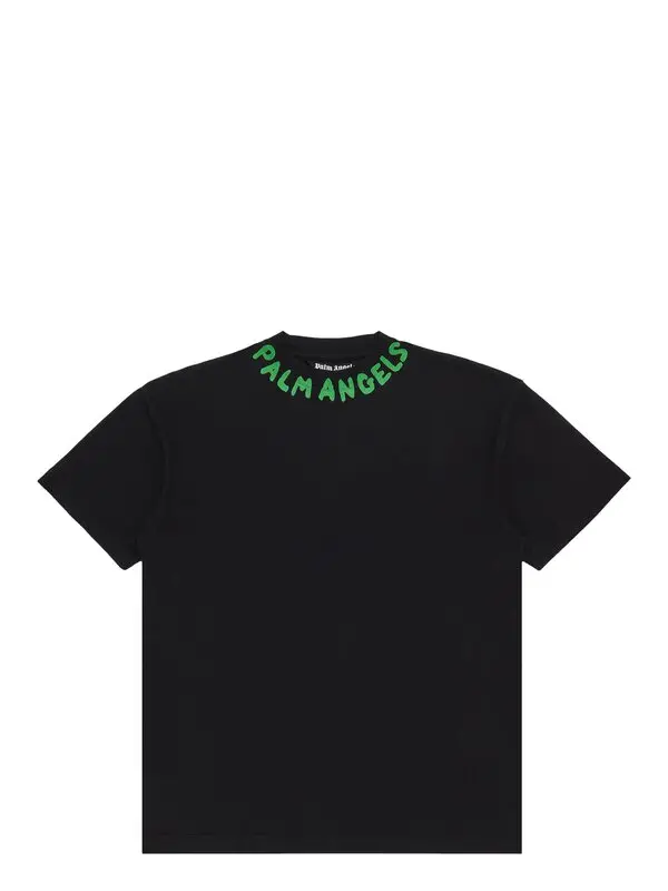 Palm Angels Seasonal Logo Tee /green Fluorescent - Black