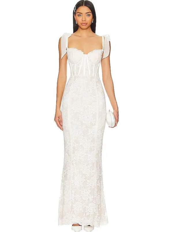 V. CHAPMAN Romanza Gown - White Chantilly Lace