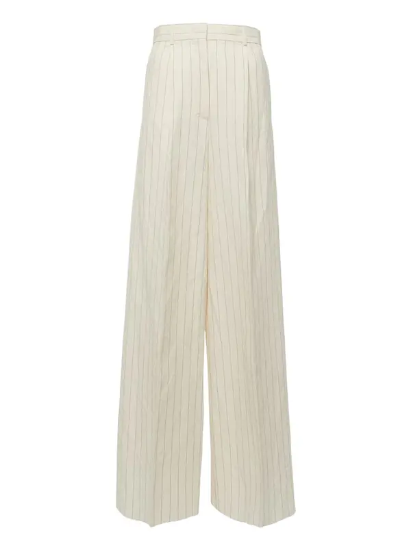 Max Mara Giuliva Pinstripe Wide-leg Pants - White