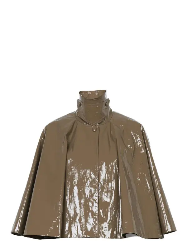 Chloé Cropped Lacquered Cotton Capelet - Taupe