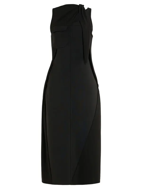 COURREGES Knot Tailored Wool Maxi Dress - Black