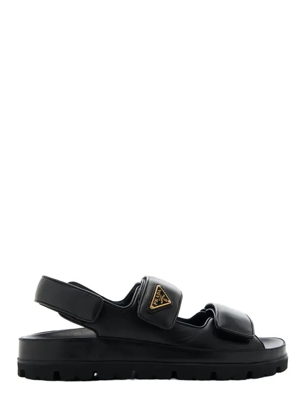 Prada Leather Lug Sole Sandals - Black