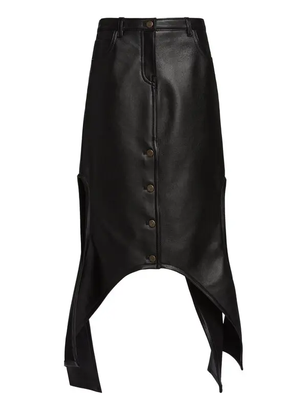 COURREGES Asymmetric Leather Midi Skirt - Black