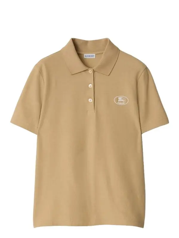 Burberry Cotton Piqué Polo Shirt With Knight Stamp - Beige