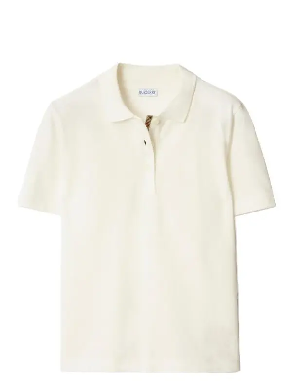 Burberry Cotton Piqué Polo Shirt With Knight Stamp - Chalk White
