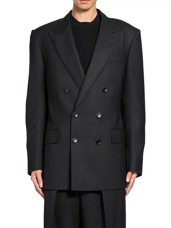 TOM FORD High Twist Broken Twill Double Breasted Jacket - Black