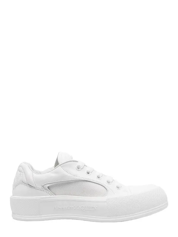Alexander McQueen Embossed Logo Leather Sneakers - White