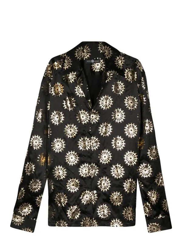 EDWARD CRUTCHLEY Metallic-print Silk Shirt - Black