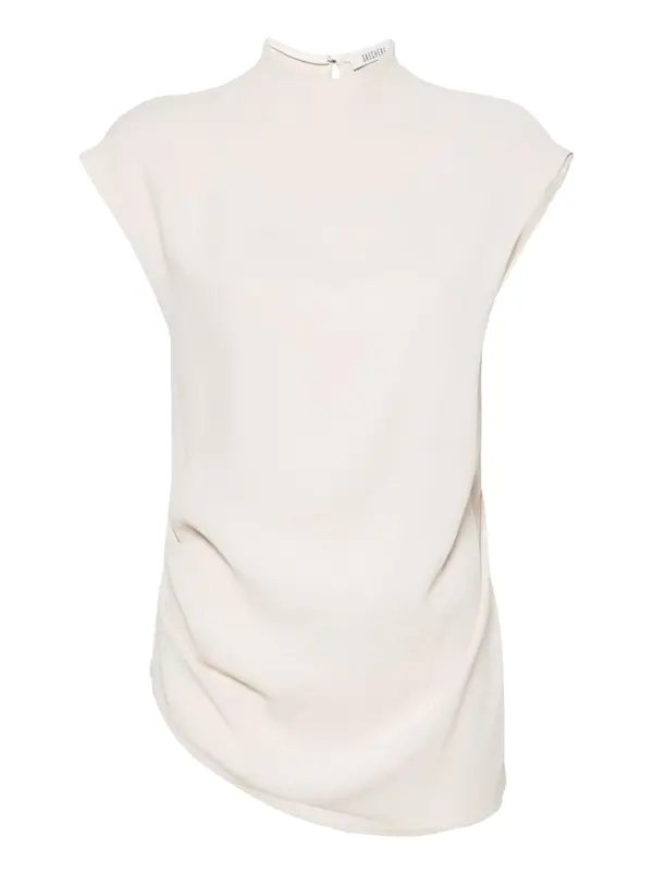 Gauchere Crepe Asymmetric Blouse - Neutrals