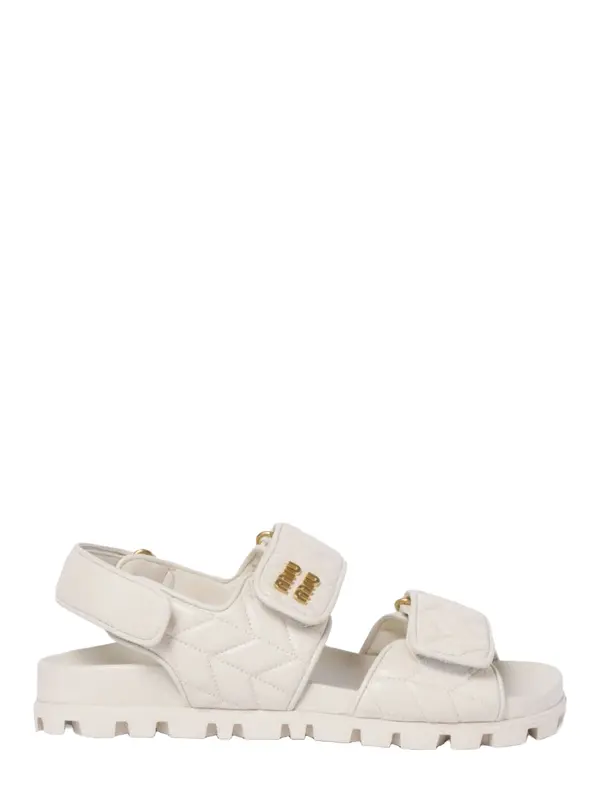 Miu Miu Matelassé Sandals - Neutrals